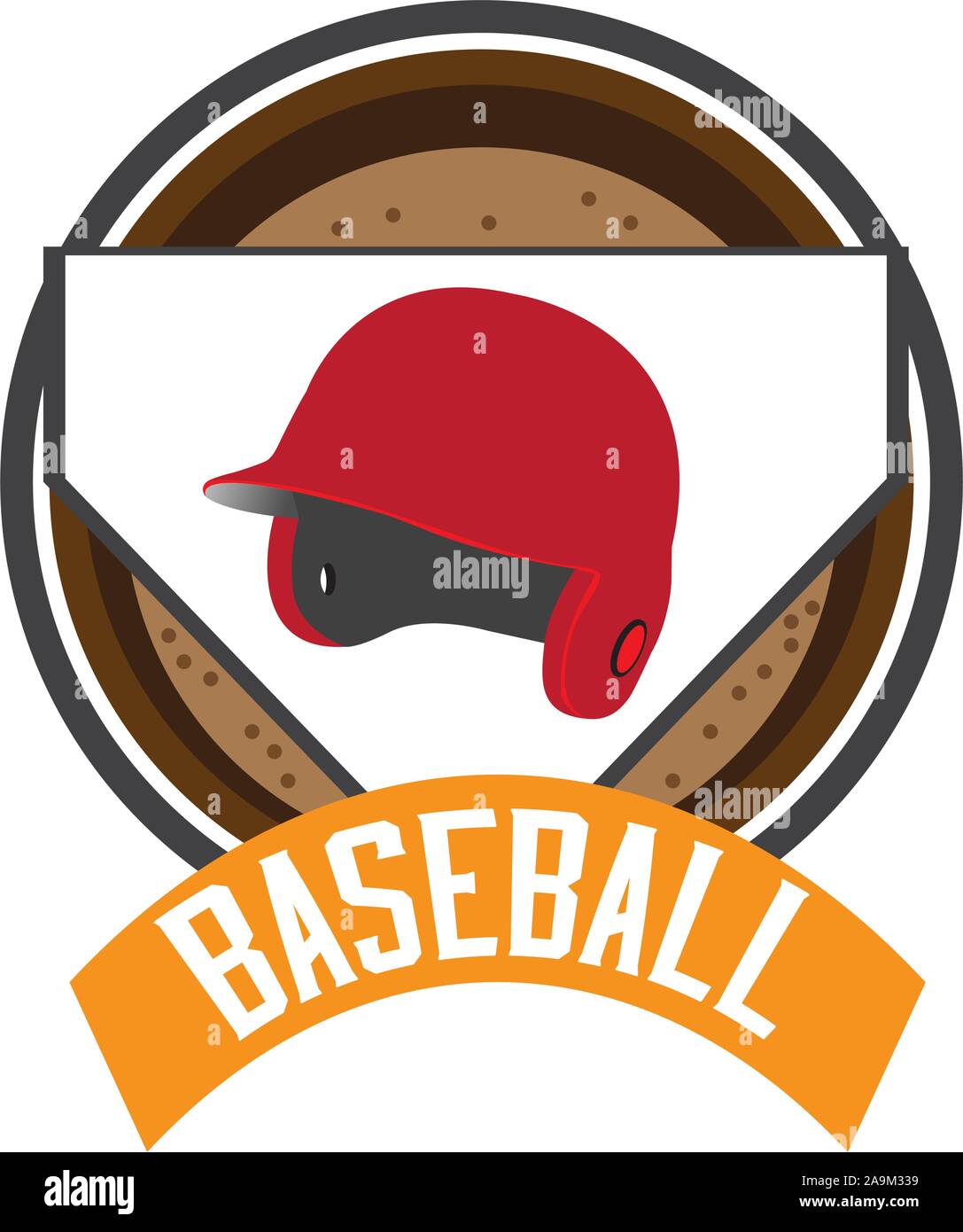 Baseball shield with a field base and helmet - Vector illustration ...