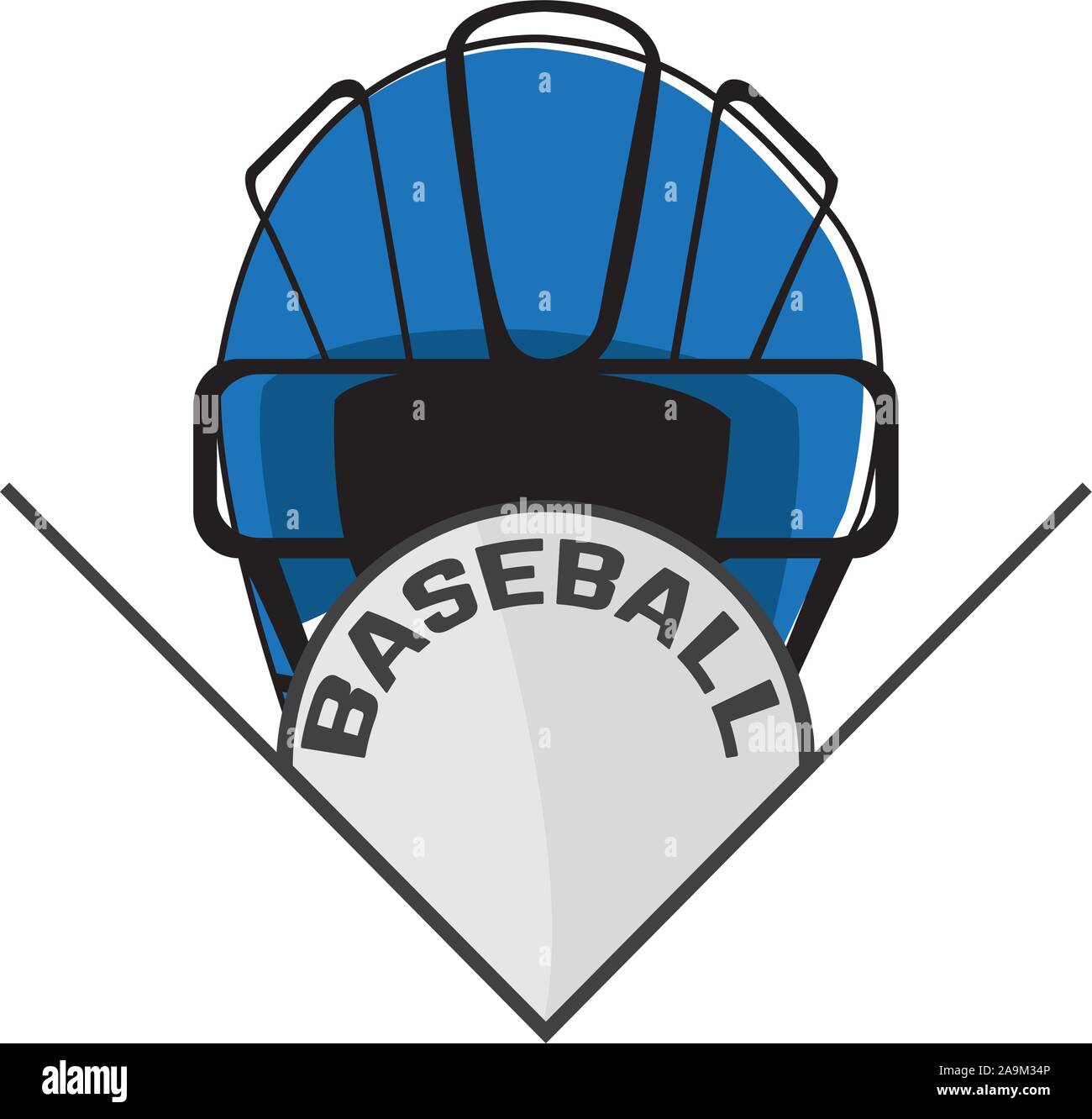 Baseball shield with a field base and helmet - Vector illustration ...