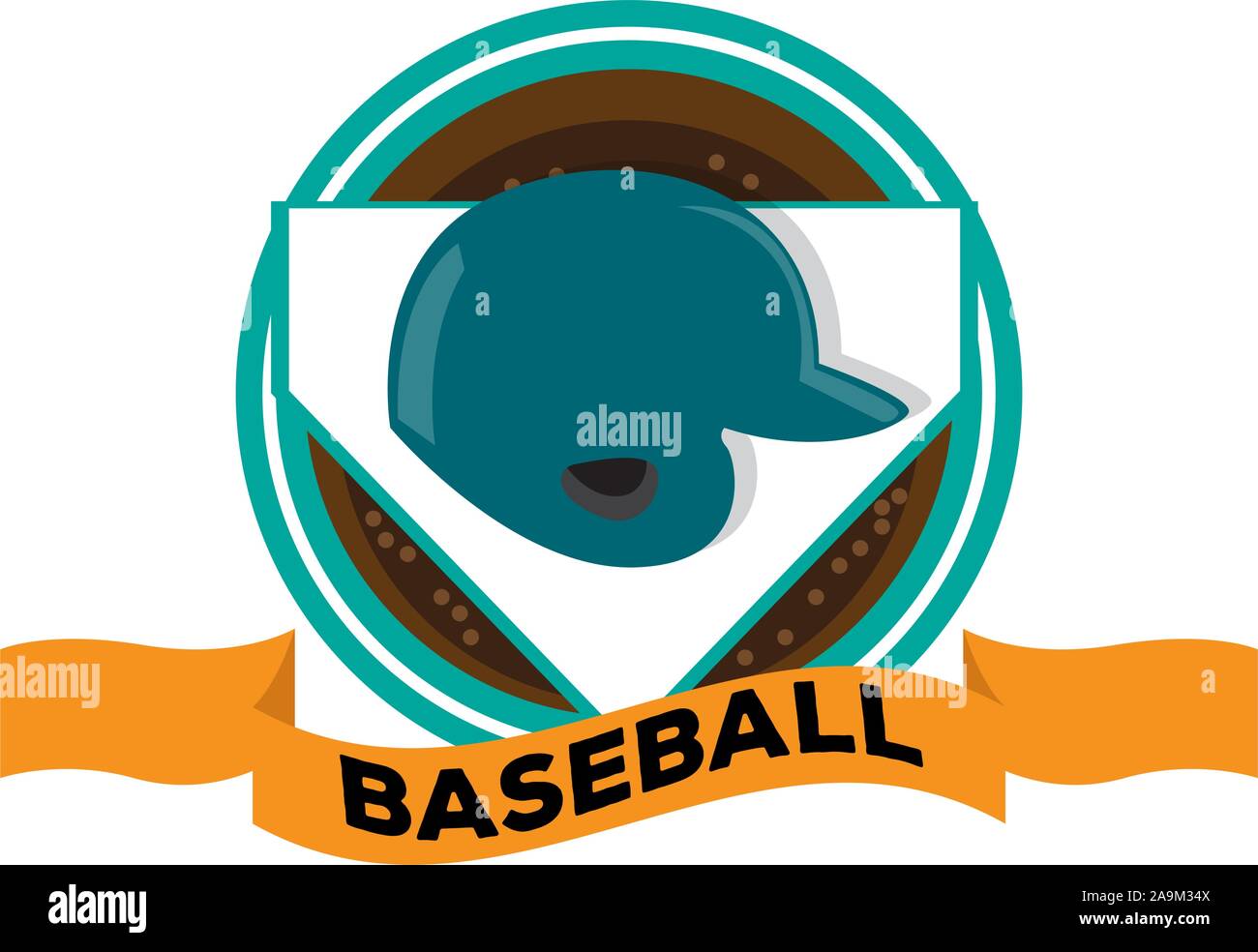 Baseball shield with a field base and helmet - Vector illustration ...