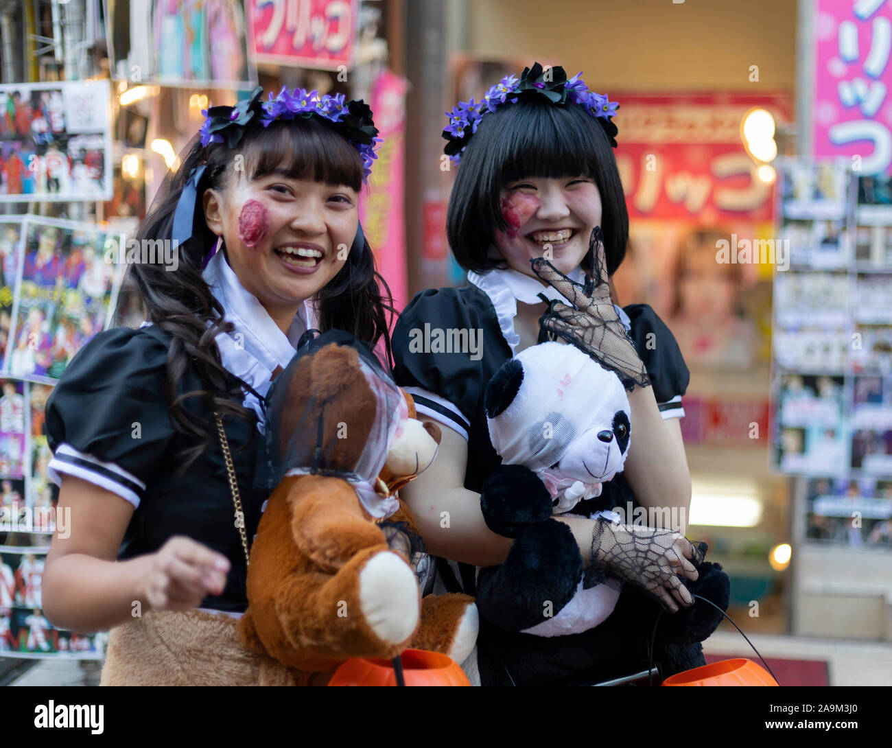 Tokyo, Japan - October 31st, 2018: Two young women wearing halloween ...