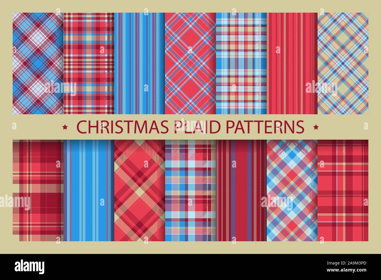 Plaid pattern seamless ornate. Set christmas vector background. Fabric ...