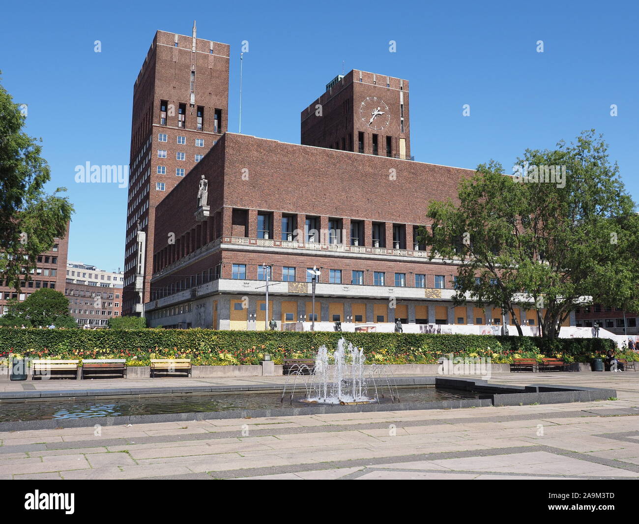 City hall building on main square in european capital city at Ostlandet ...