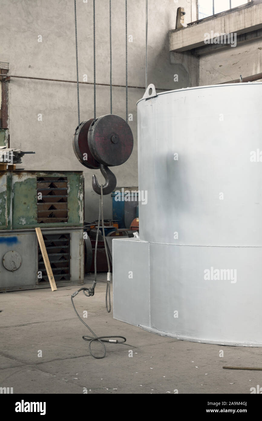 heavy metal works, production big metal tube Stock Photo - Alamy