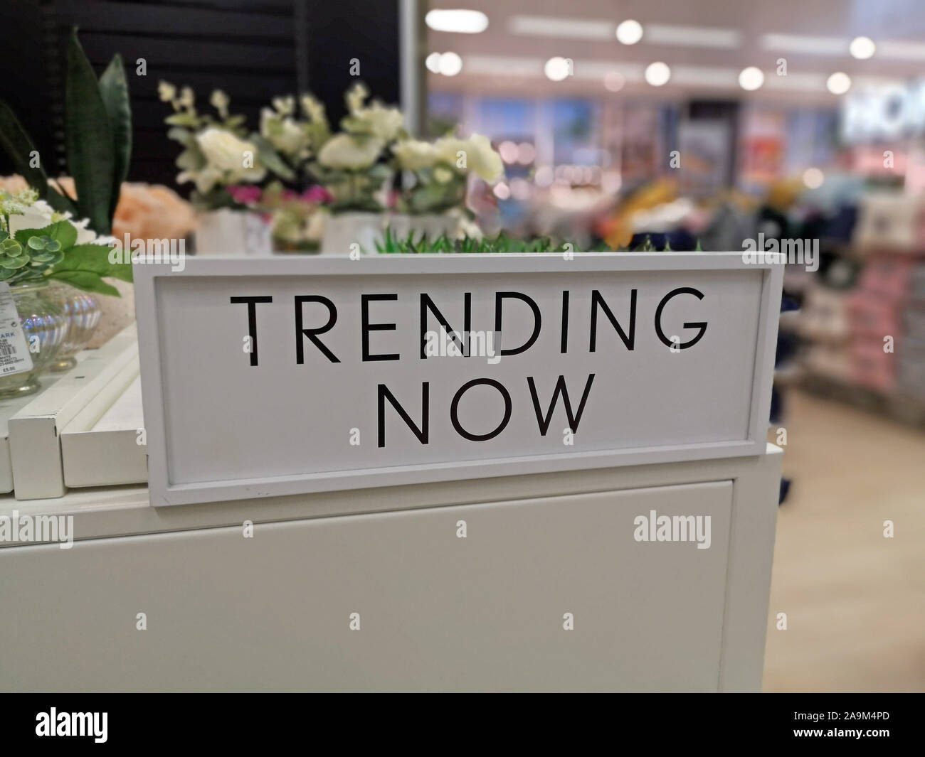 Trending Now sign in Primark Hammersmith, London, UK. 17 Oct 2019 Stock ...