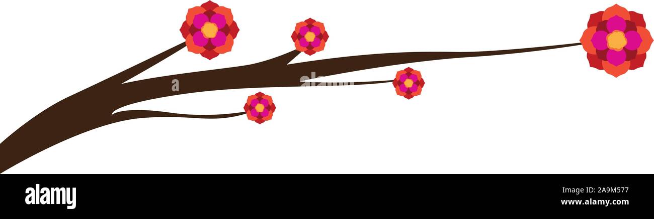 Tree branch with flowers image - Vector illustration Stock Vector Image ...