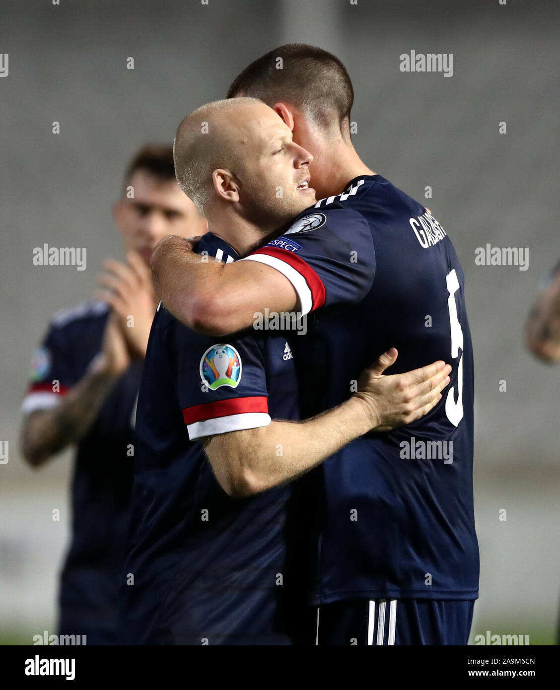 Scotland's Steven Naismith (left) and Declan Gallagher embrace after ...