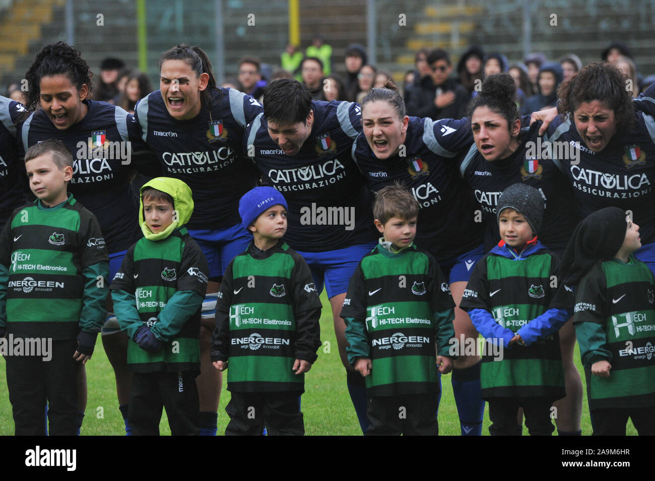 L´Aquila, Italy, 16 Nov 2019, Line Up of Italy durante l'inno nazionale ...
