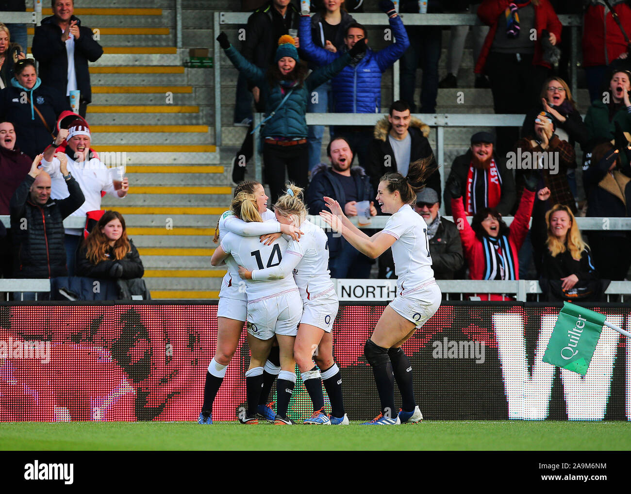 England's Lydia Thompson celebrates scoring Englands winning try with ...