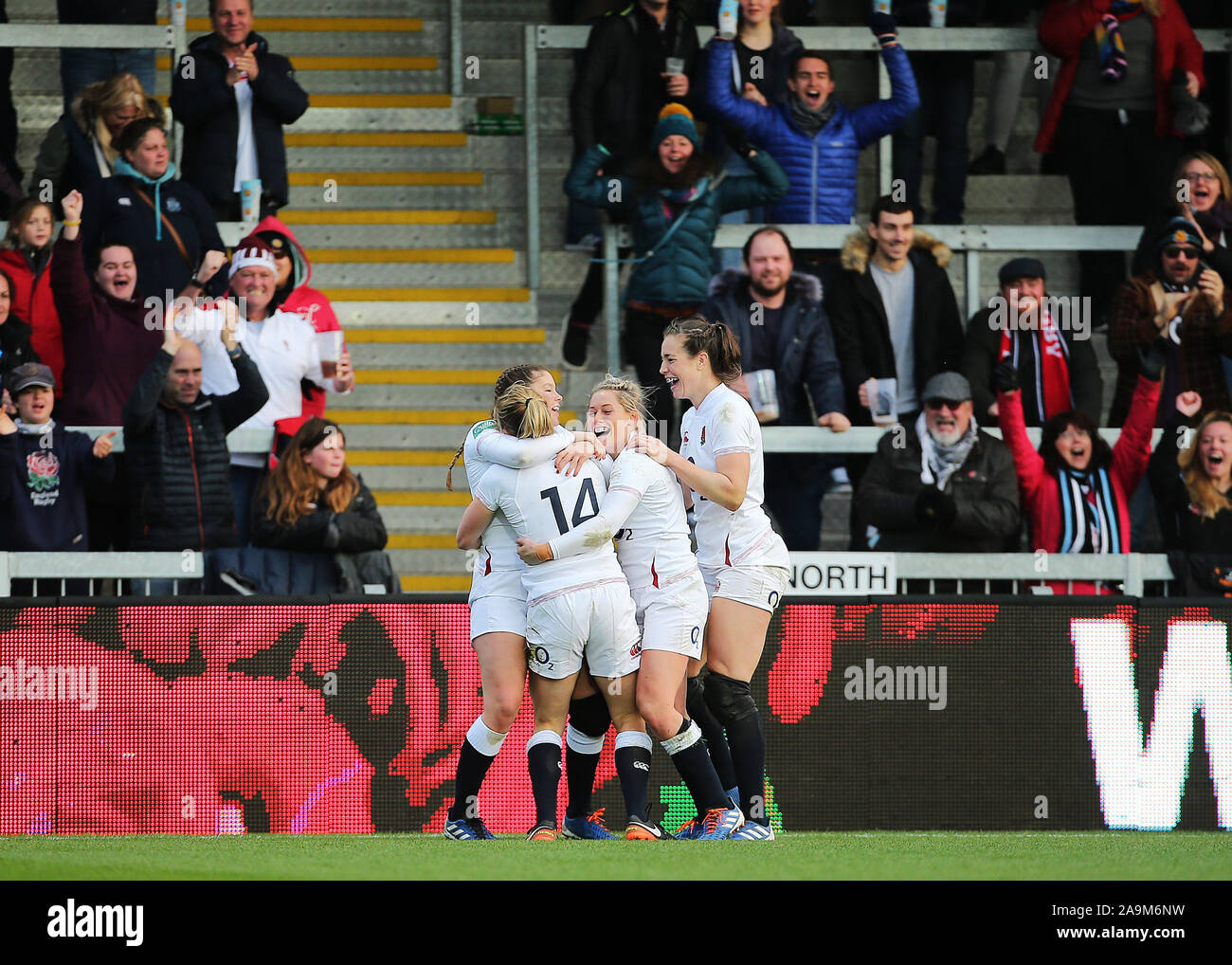 England's Lydia Thompson celebrates scoring Englands winning try with ...