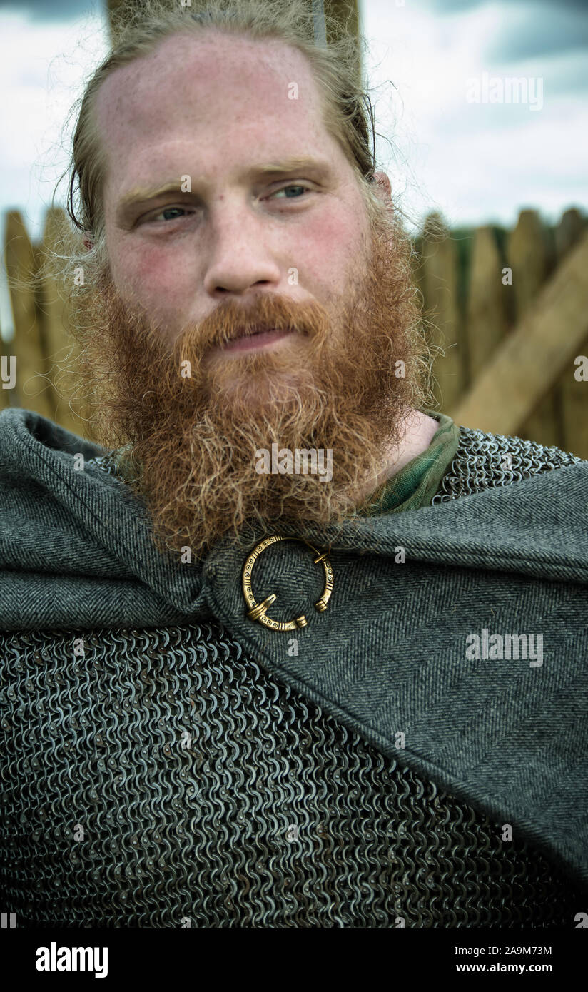 Medieval saxon warrior in chain mail during historical event Military ...