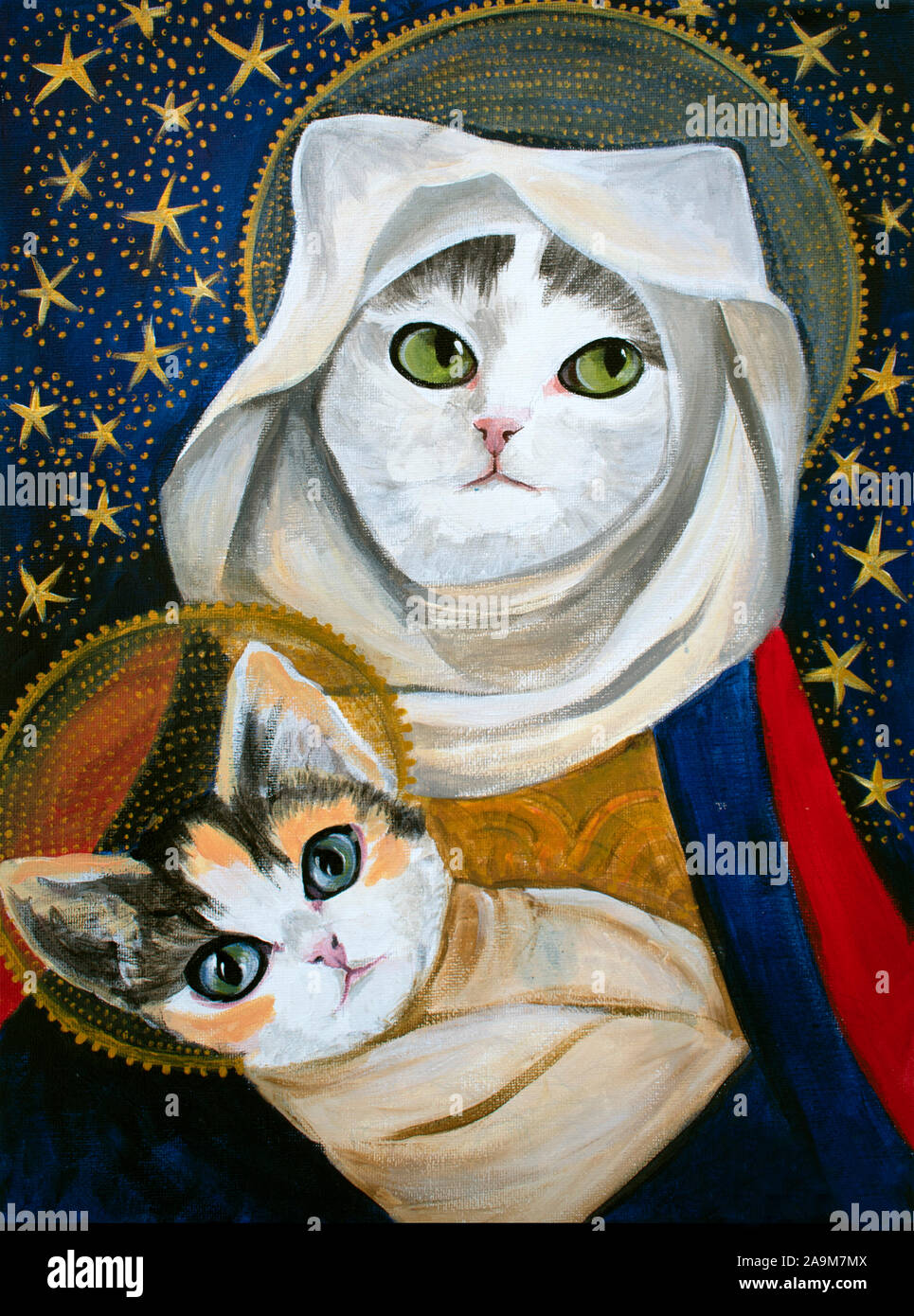Cat Holy Family, mother and child Stock Photo - Alamy