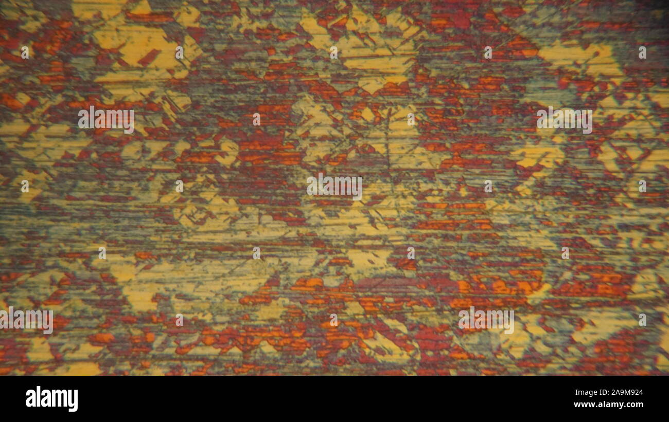 heat tinted micrograph of rolled copper at 300x magnification showing ...