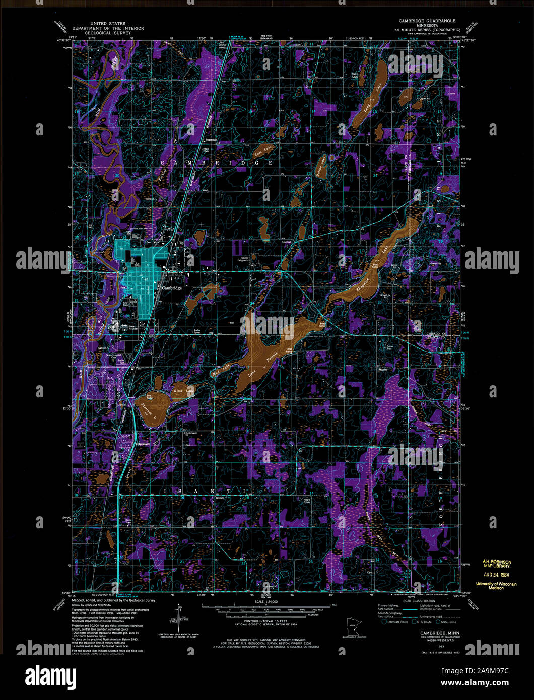 Map of cambridge minnesota hi-res stock photography and images - Alamy