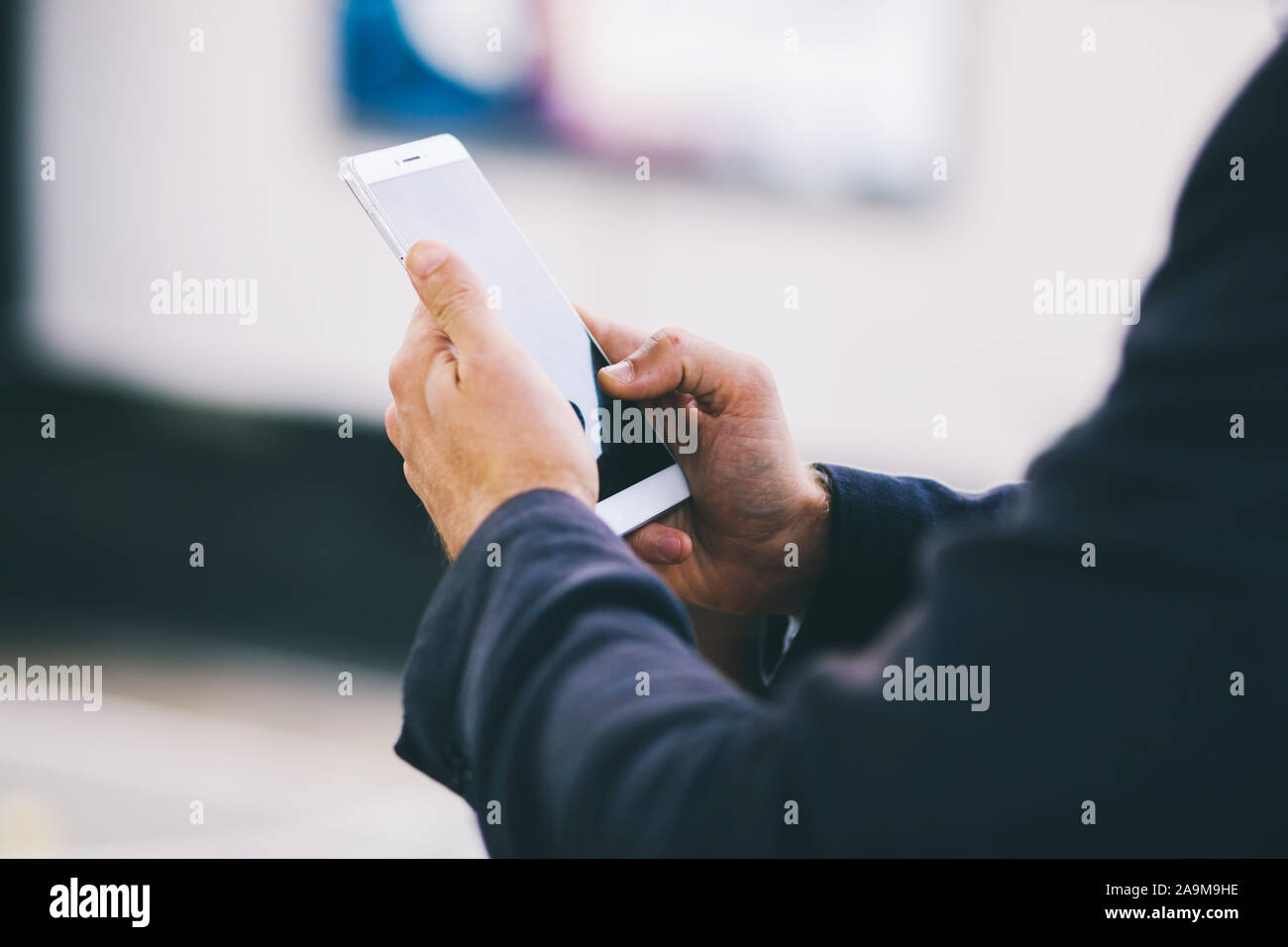 The Guy Is Typing Something On His Cell Phone Close Up Shot Stock Photo ...