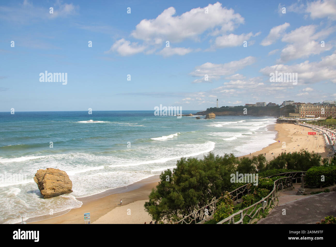 View of la grande plage, the great beach of Biarritz, Pyrenees ...
