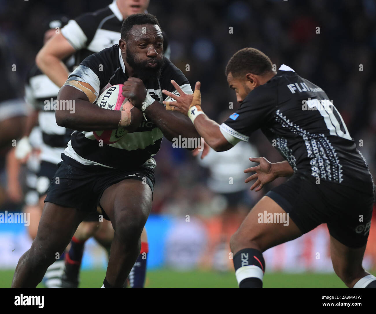 Barbarians' Tendal Mtawarira and Fiji's Teti Tela during The Killik Cup ...