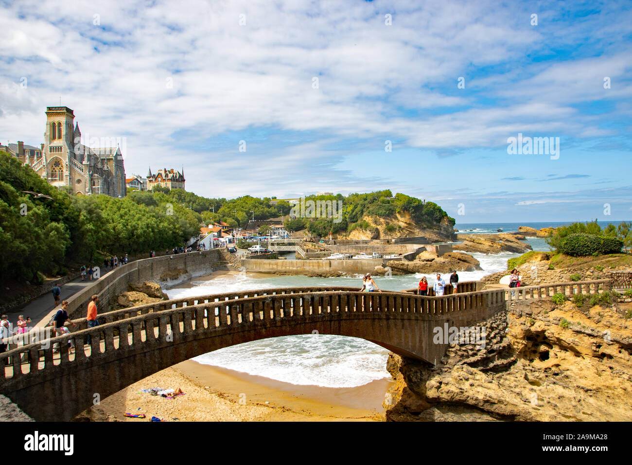 Landscape of the coast of Biarritz, Pyrenees-Atlantiques, France, in ...