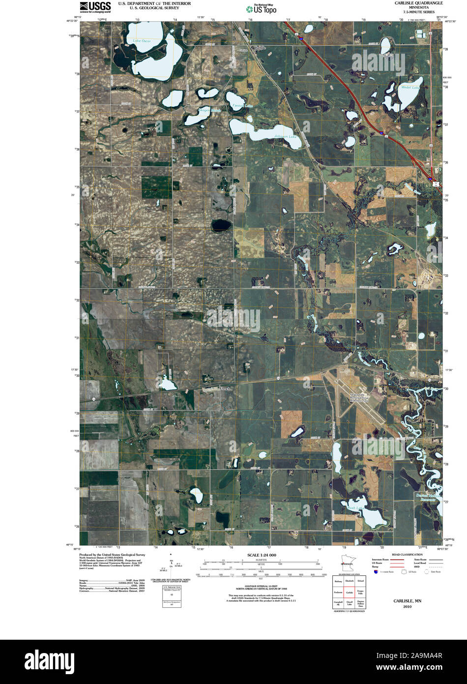 USGS TOPO Map MInnesota MN Carlisle 20100914 TM Restoration Stock Photo ...