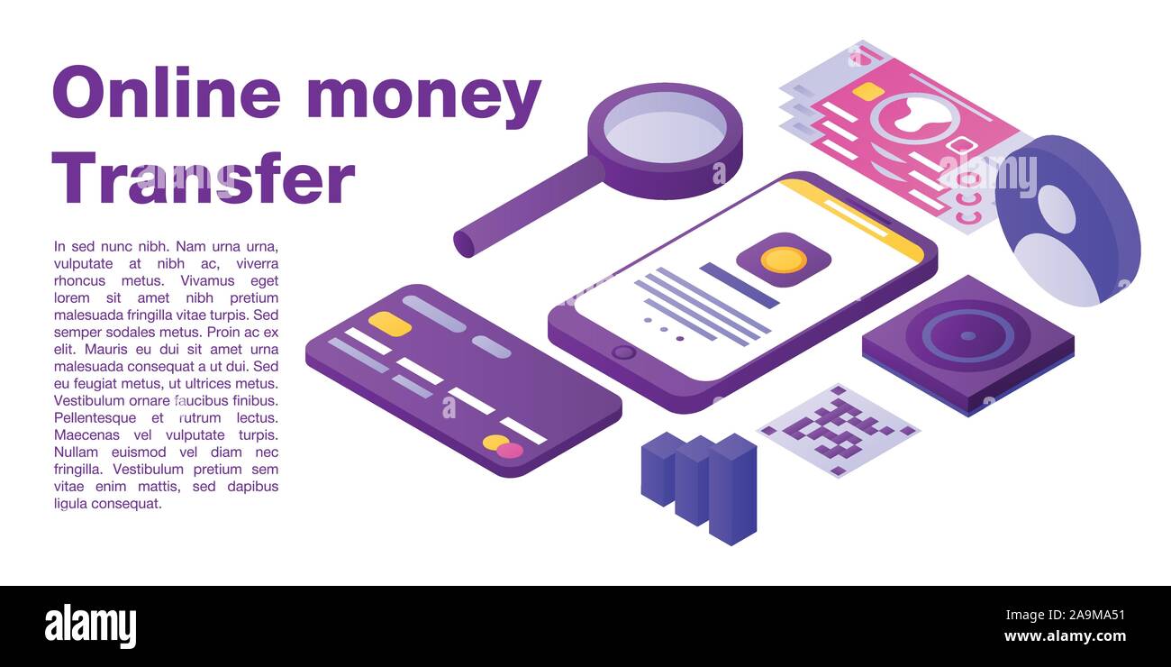 Online money transfer concept banner, isometric style Stock Vector ...