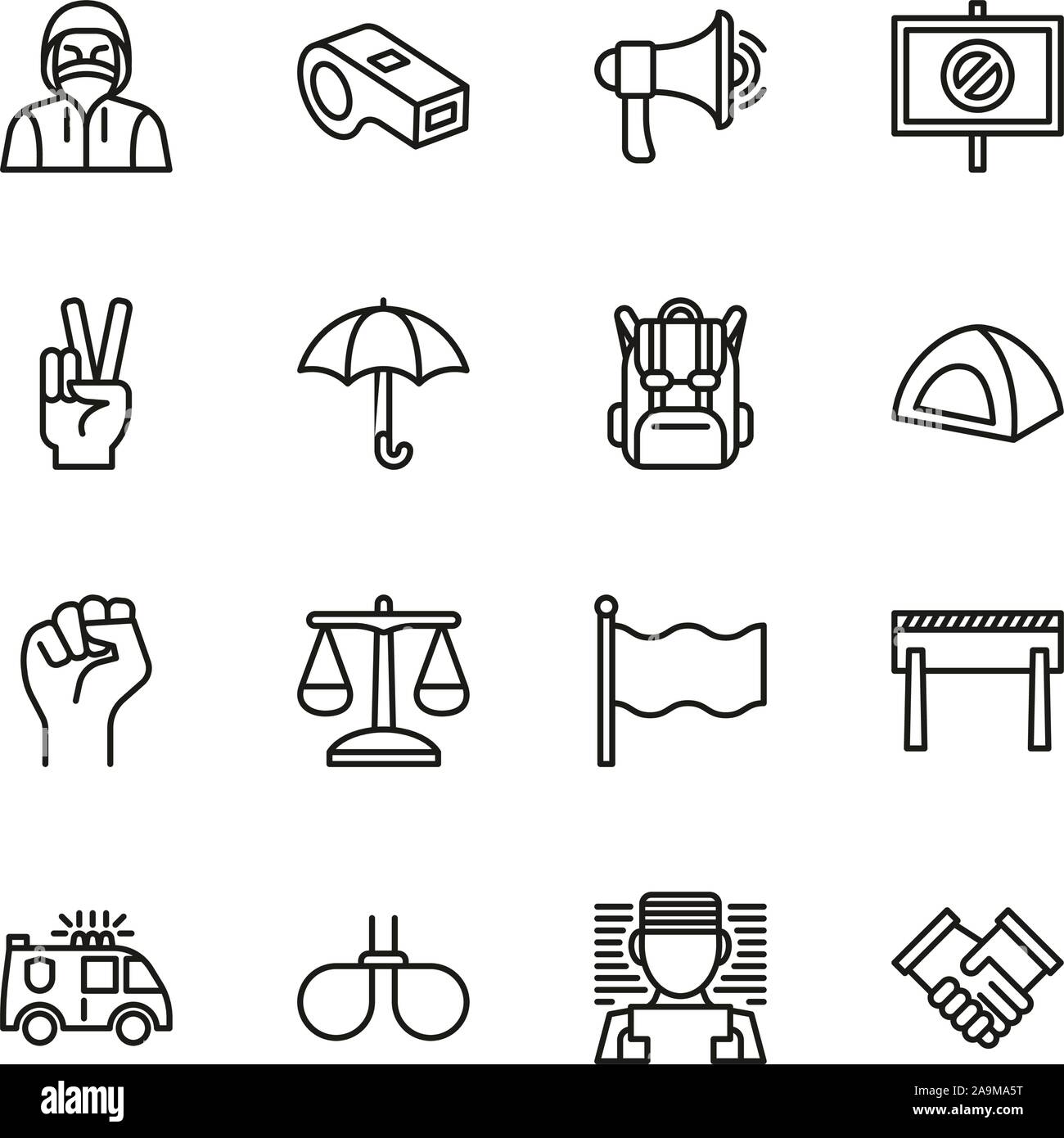 Peaceful Demonstration Icons Thin Line Set Stock Vector Image & Art - Alamy