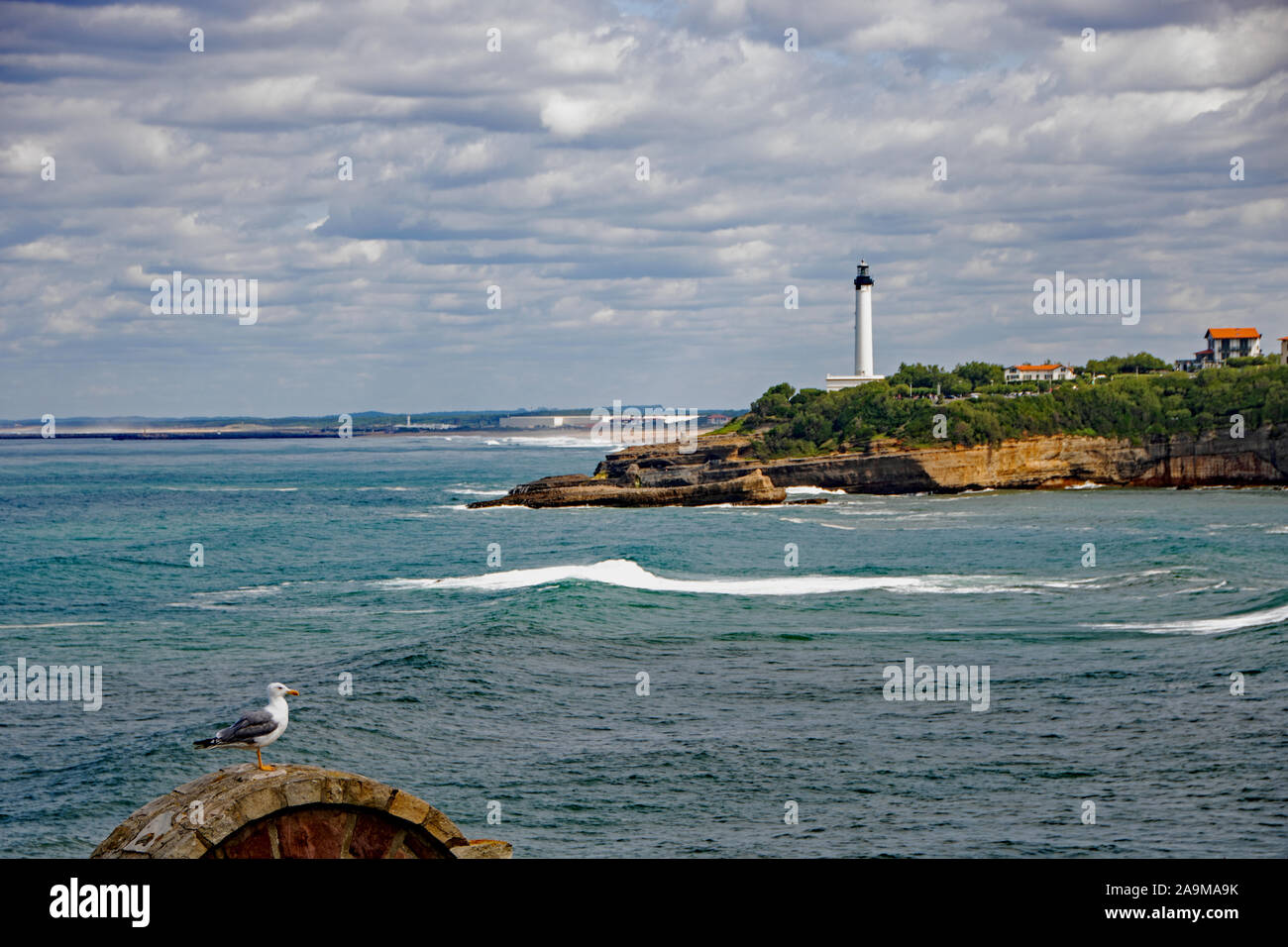Landscape of the coast of Biarritz, Pyrenees-Atlantiques, France, in ...