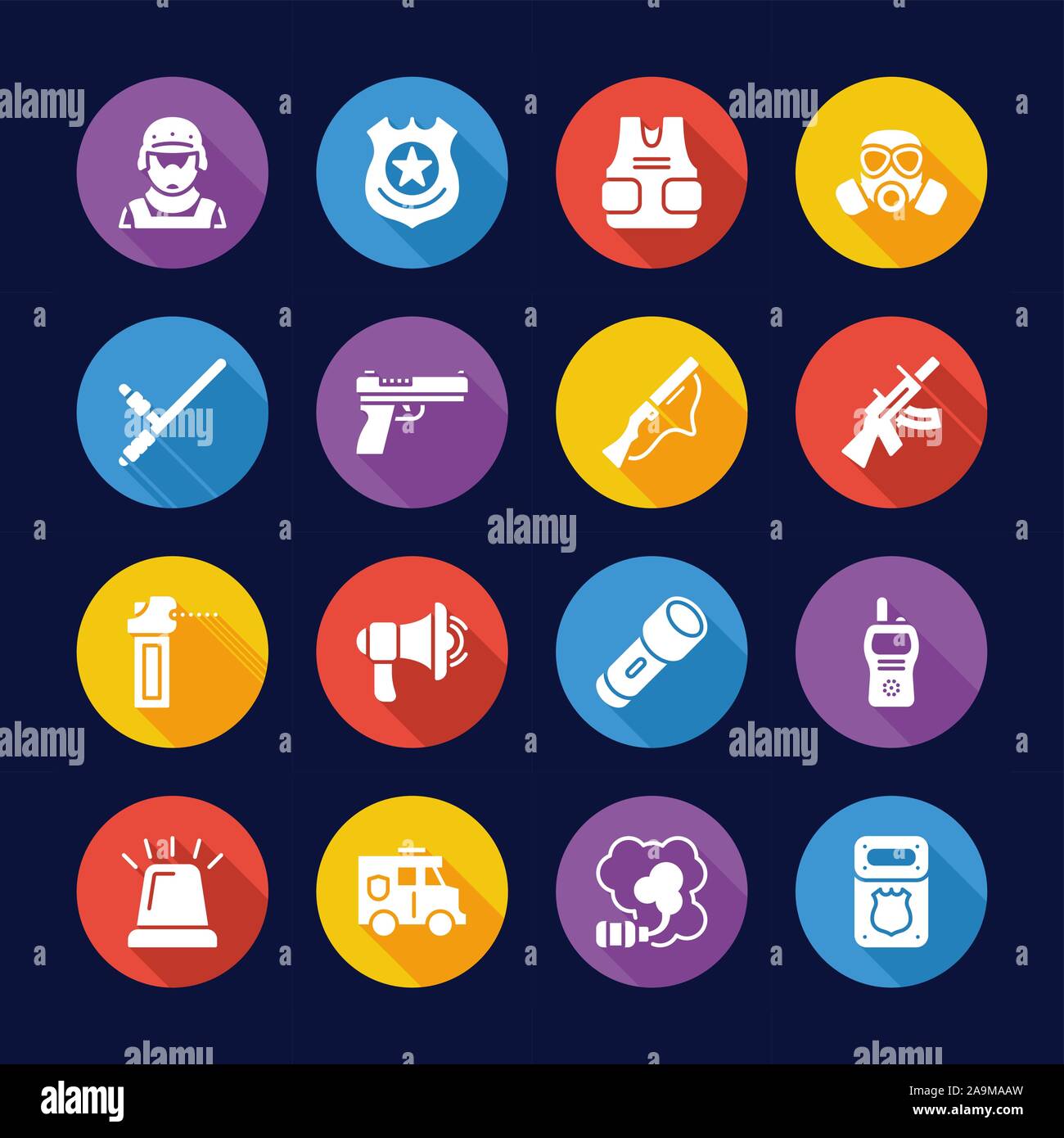 SWAT Team Icons Flat Design Circle Set Stock Vector Image & Art - Alamy
