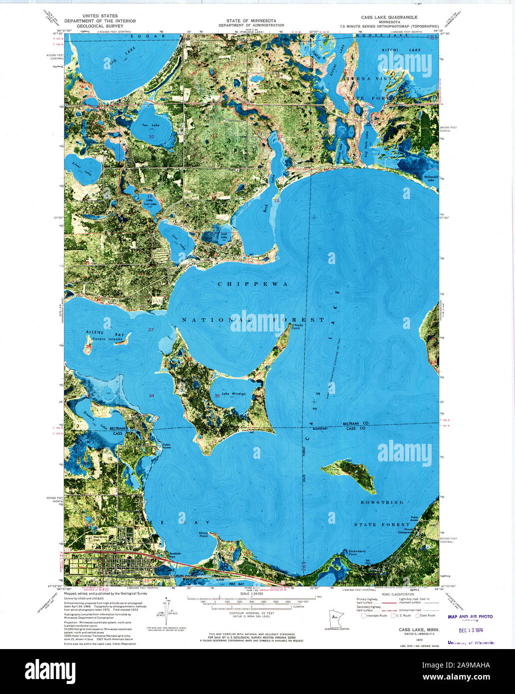 Map of cass lake hi-res stock photography and images - Alamy