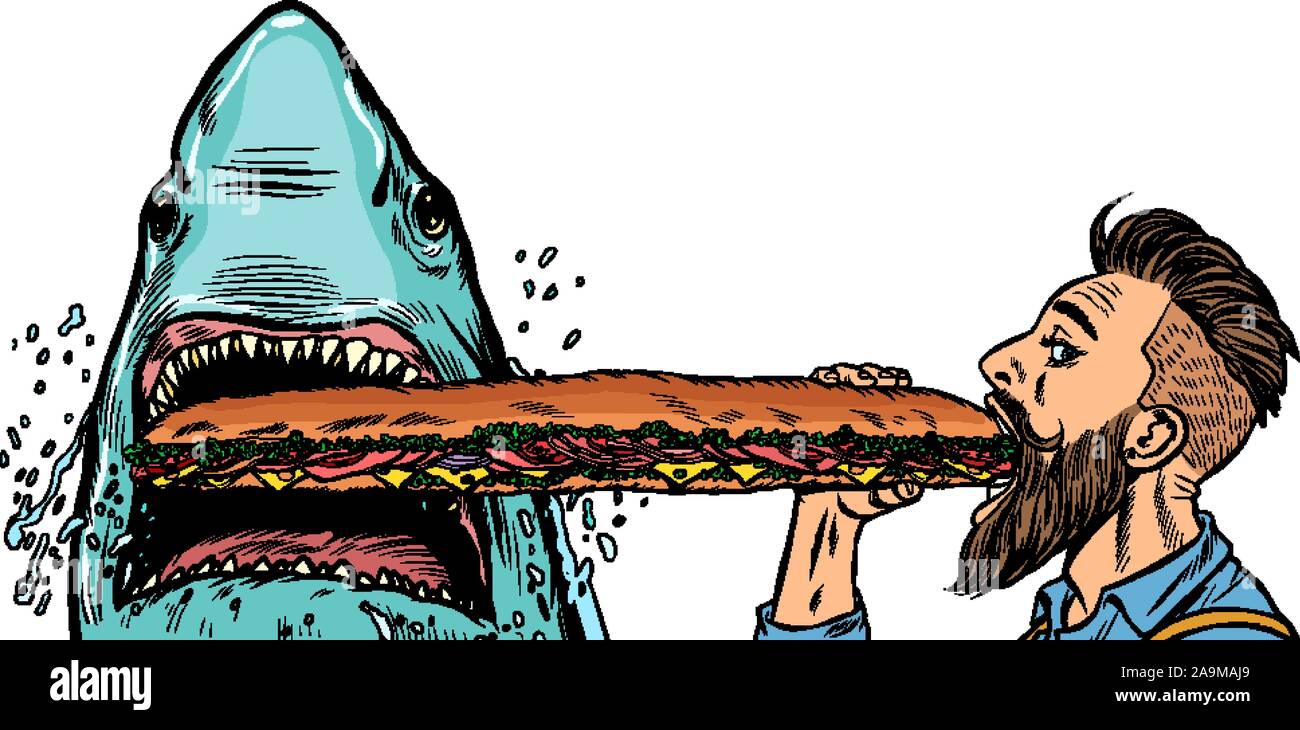 Cartoon man eating burger hi-res stock photography and images - Alamy