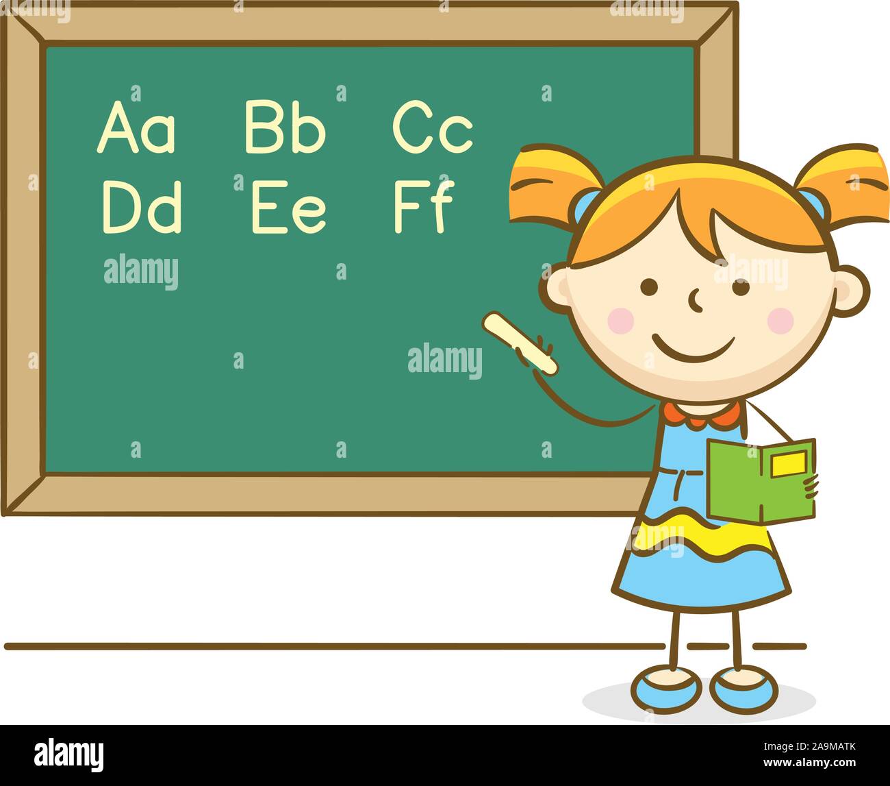 Girl writing on chalkboard Stock Vector Images - Alamy