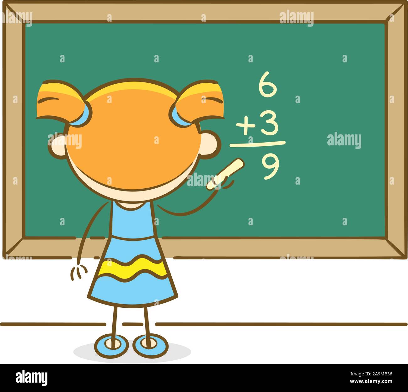 Girl blackboard math Stock Vector Images - Alamy