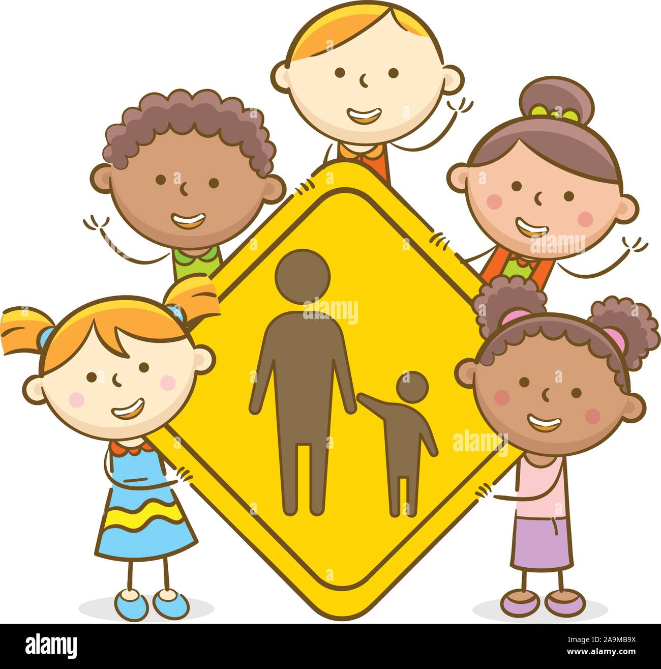 Doodle kid illustration: Kids holding a parental guidance sign Stock ...