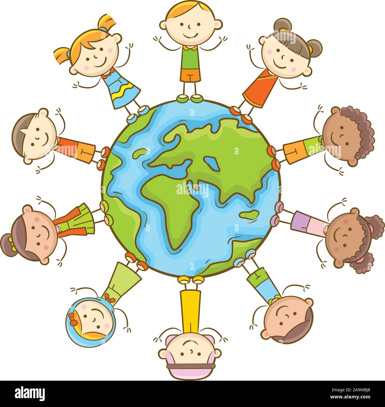 Children standing around earth hi-res stock photography and images - Alamy
