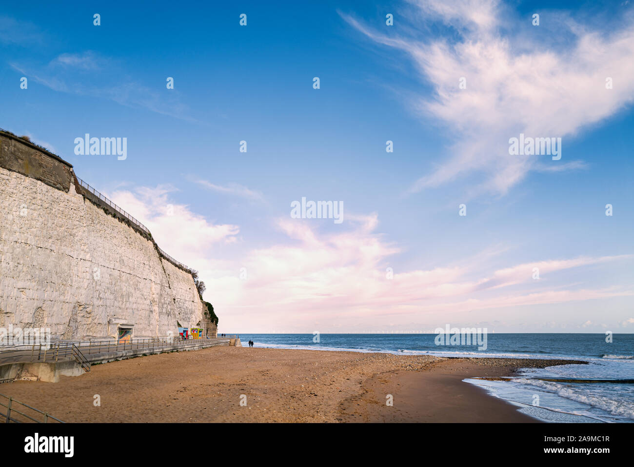 Ramsgate, England - Nov 12 2019 People walking on the beach and ...