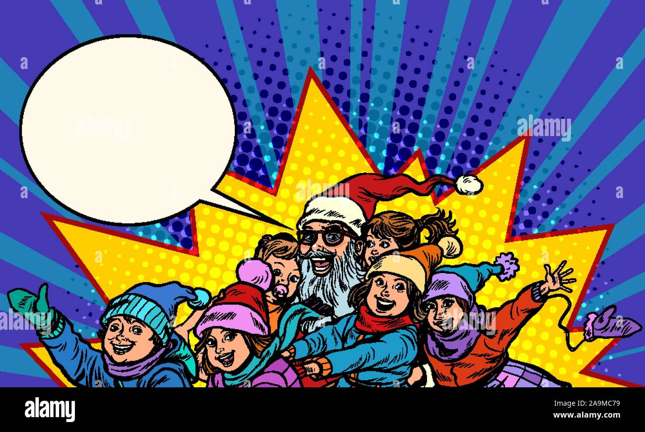Santa Claus with children. Christmas and New year Stock Vector Image ...
