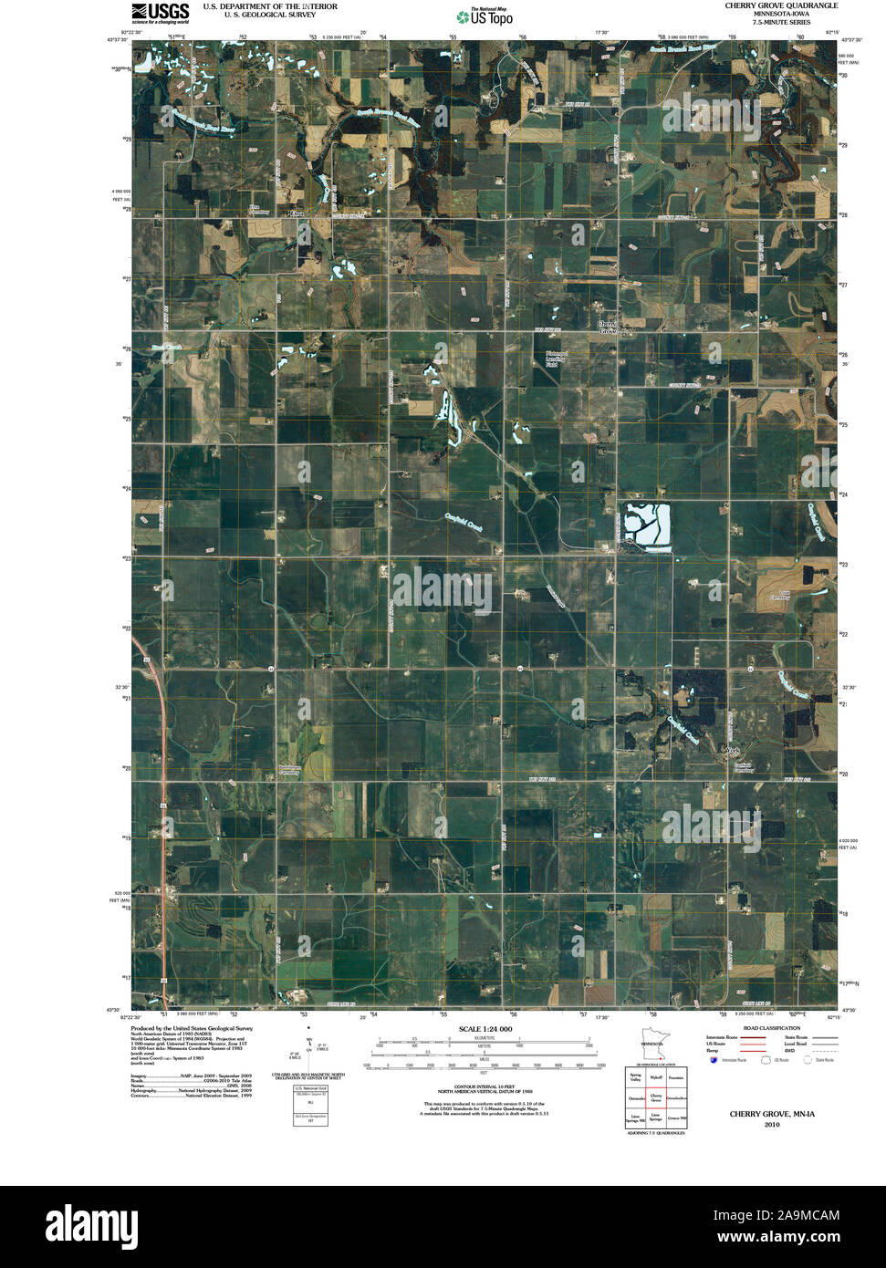 USGS TOPO Map MInnesota MN Cherry Grove 20100914 TM Restoration Stock ...