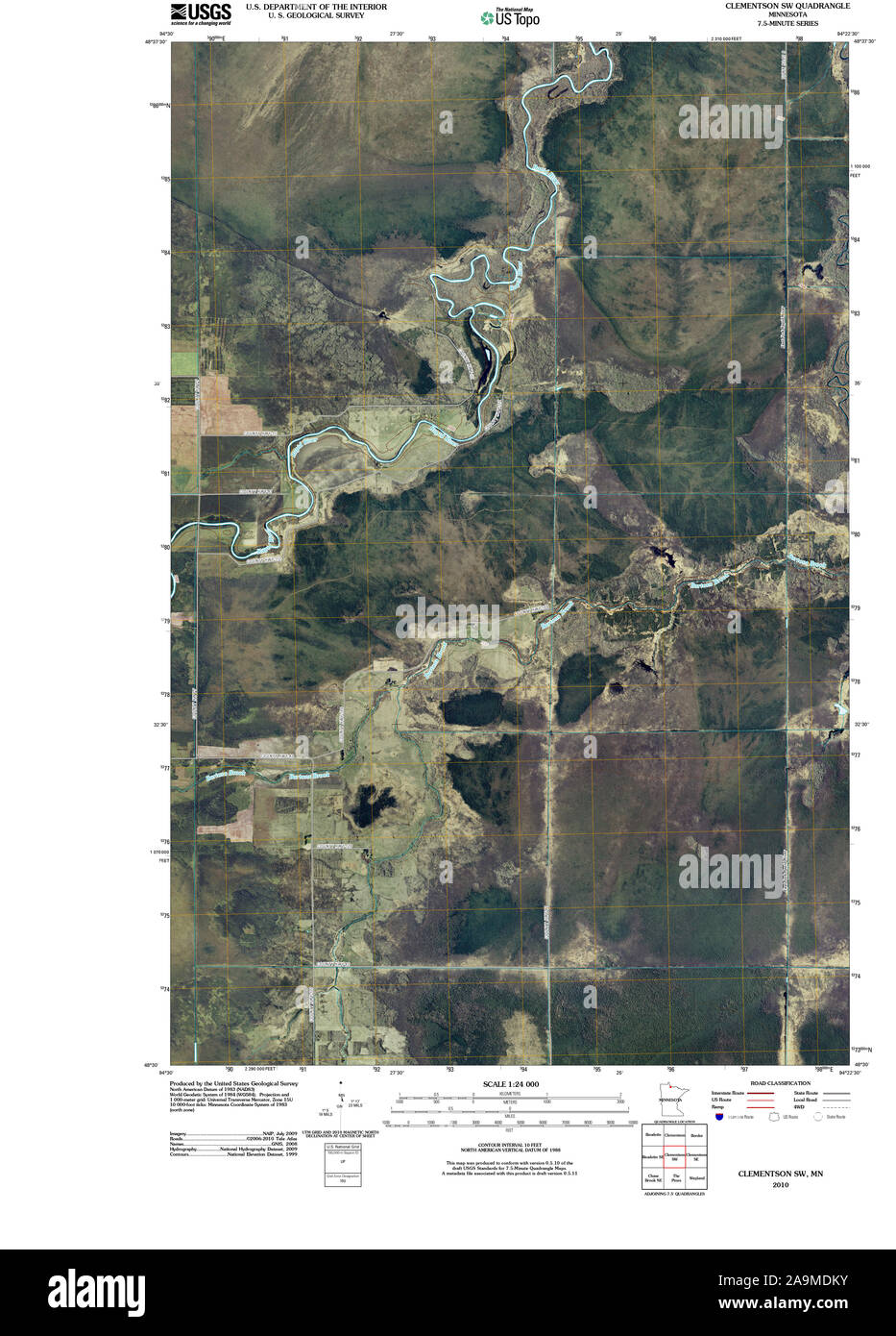 USGS TOPO Map MInnesota MN Clementson SW 20100818 TM Restoration Stock ...