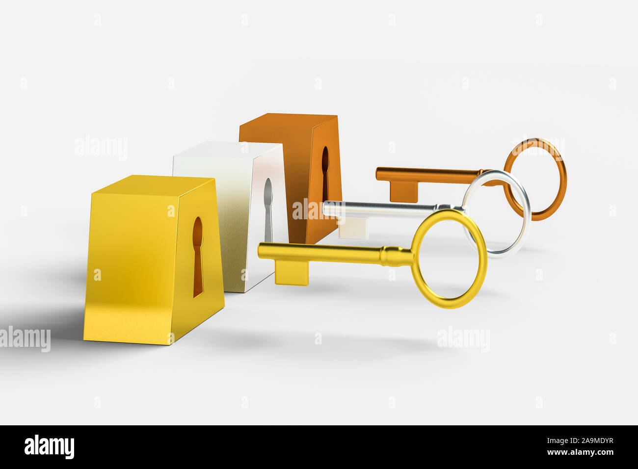 The keyhole with its key background, 3d rendering. Computer digital ...