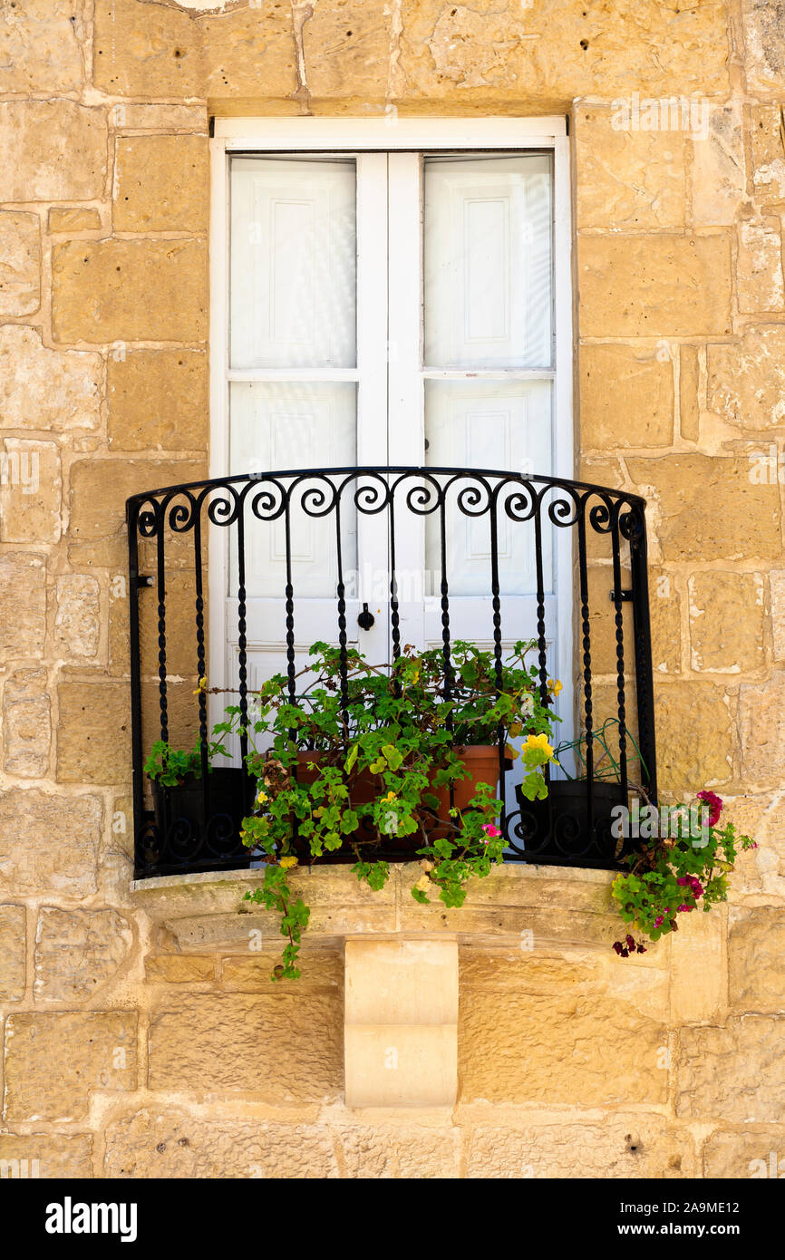 A quaint little balcony in the city of Mdina in Malta Stock Photo - Alamy