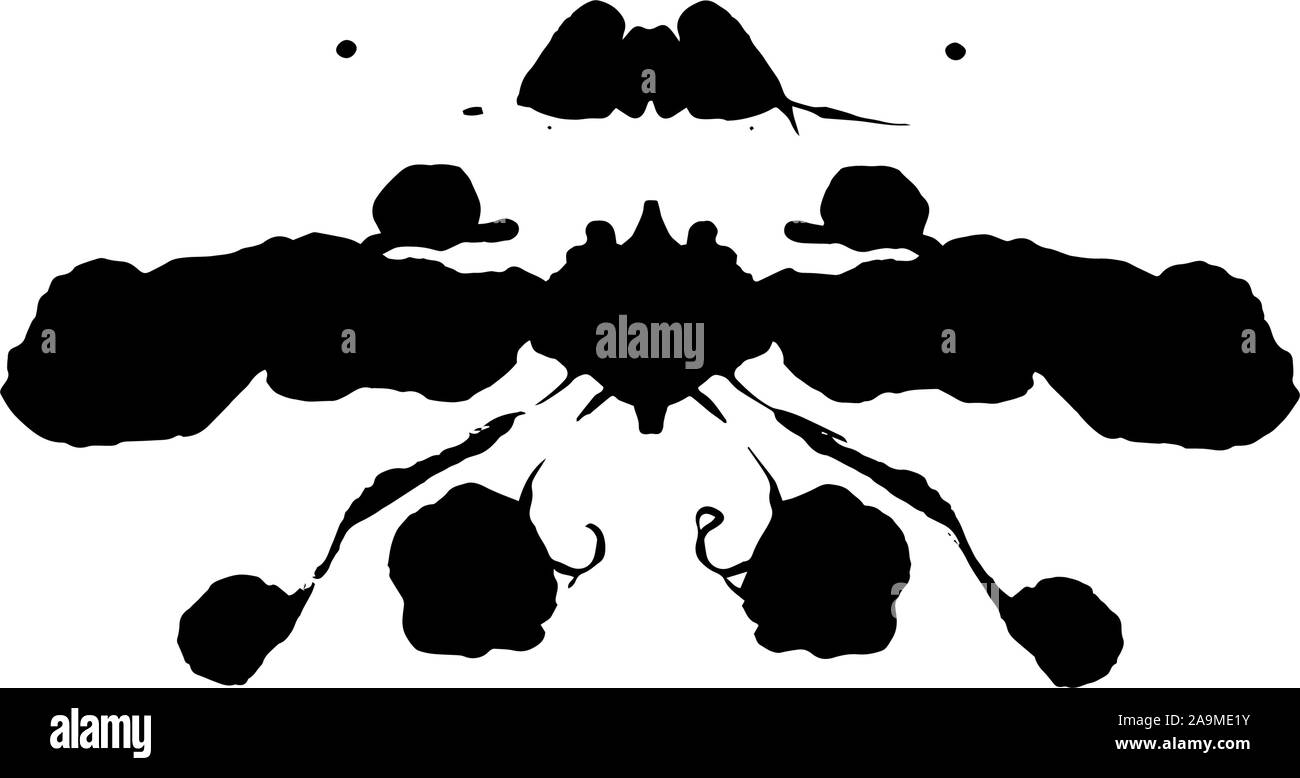 Rorschach inkblot test illustration, random symmetrical ink abstract ...
