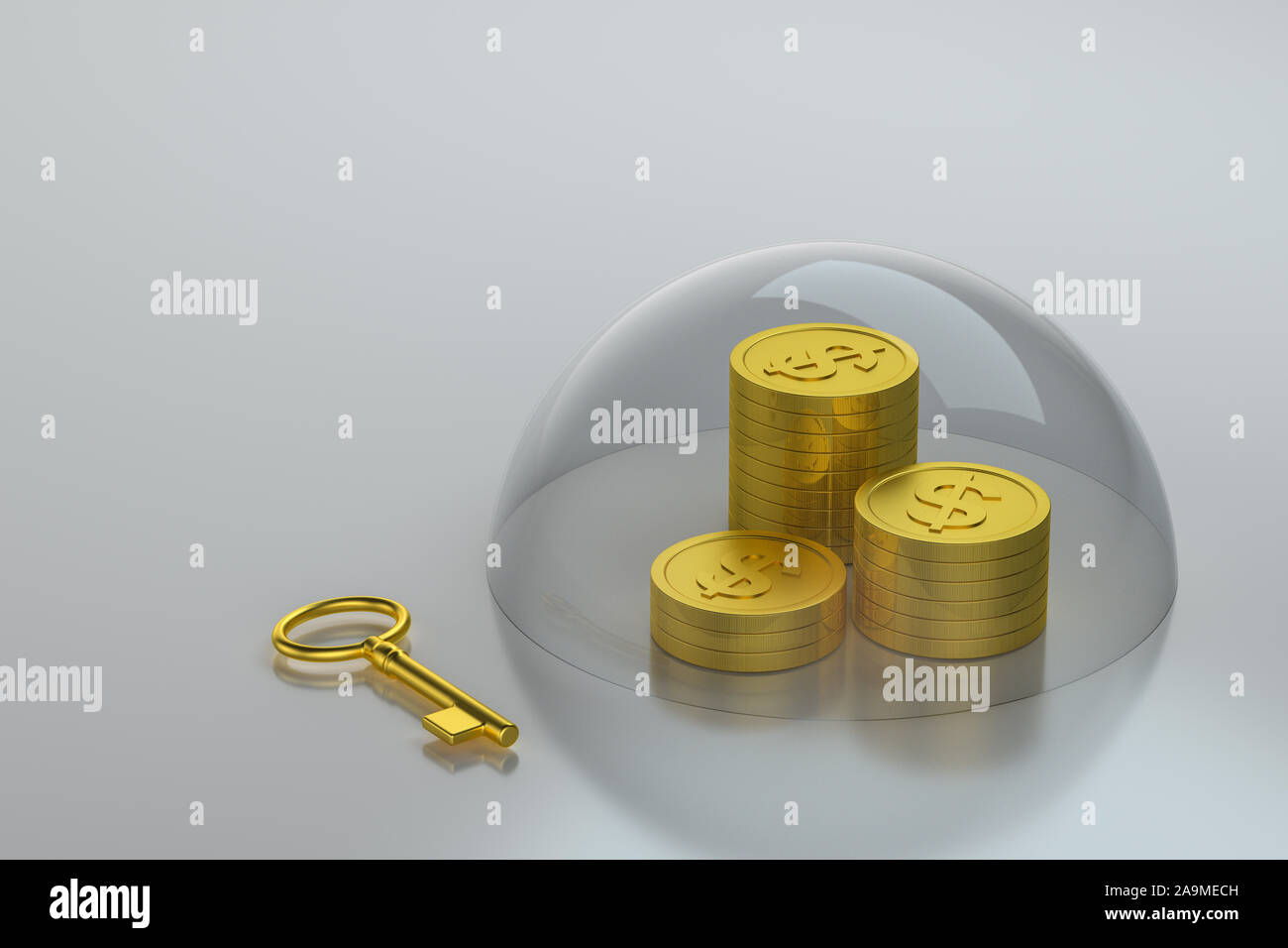 The dollar coins with white background, 3d rendering. Computer digital ...
