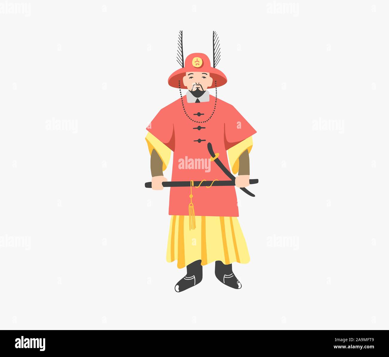 traditional Gwanghwamun palace gate security guard in Seoul South Korea ...