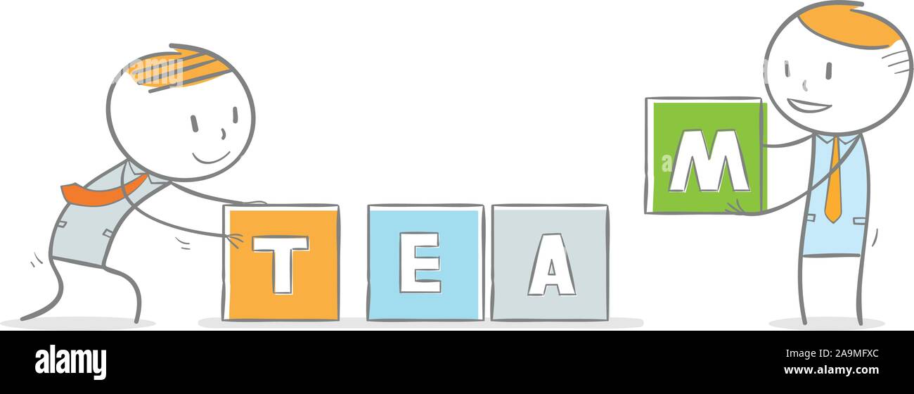 Doodle stick figure: Teamwork concept Stock Vector Image & Art - Alamy