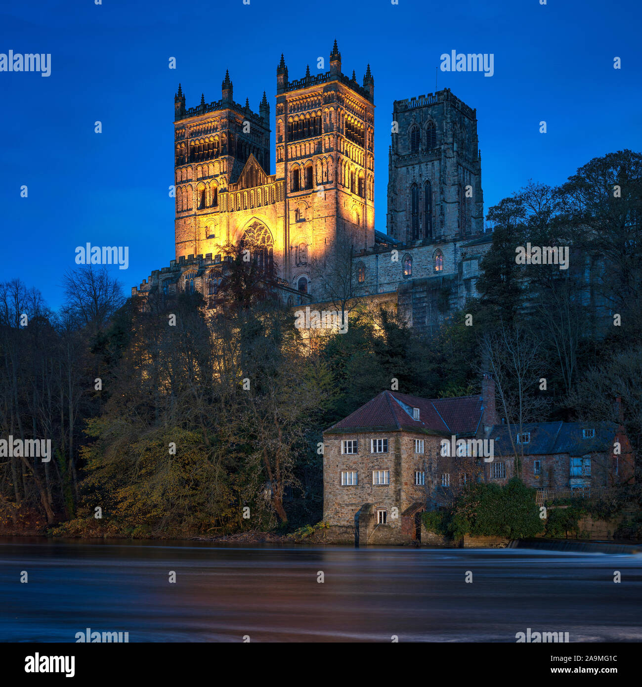 Durham Cathedral at night during Durham Lumiere 2019, Durham, County ...