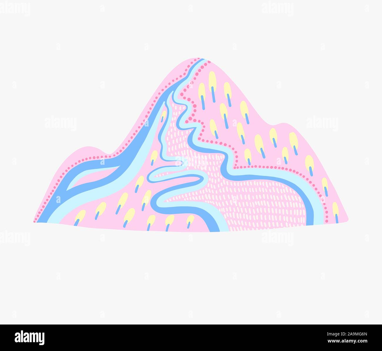 vector illustration of color decorative mountain or hill Stock Vector ...