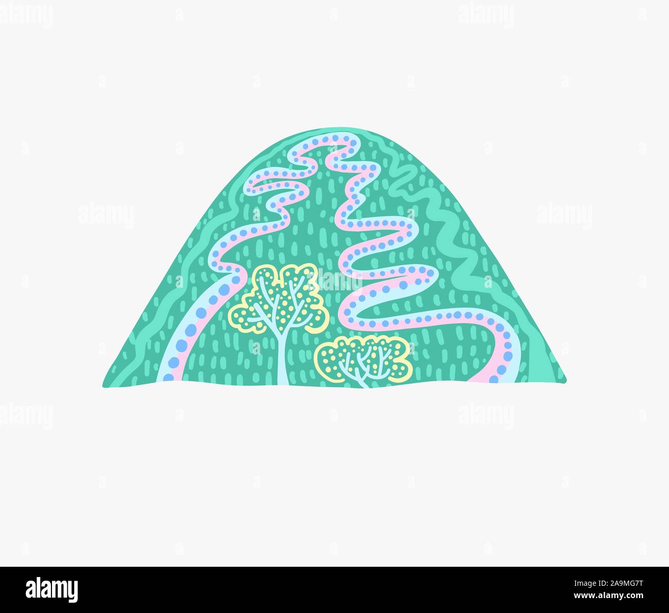 vector illustration of color decorative mountain or hill Stock Vector ...
