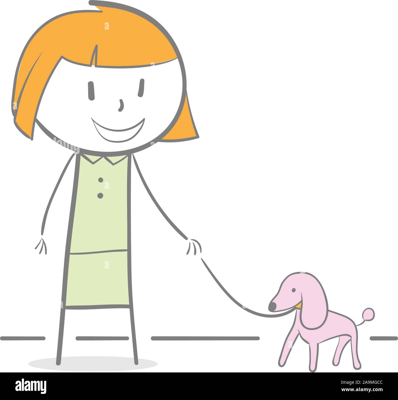 Woman With Dog Stick Figures