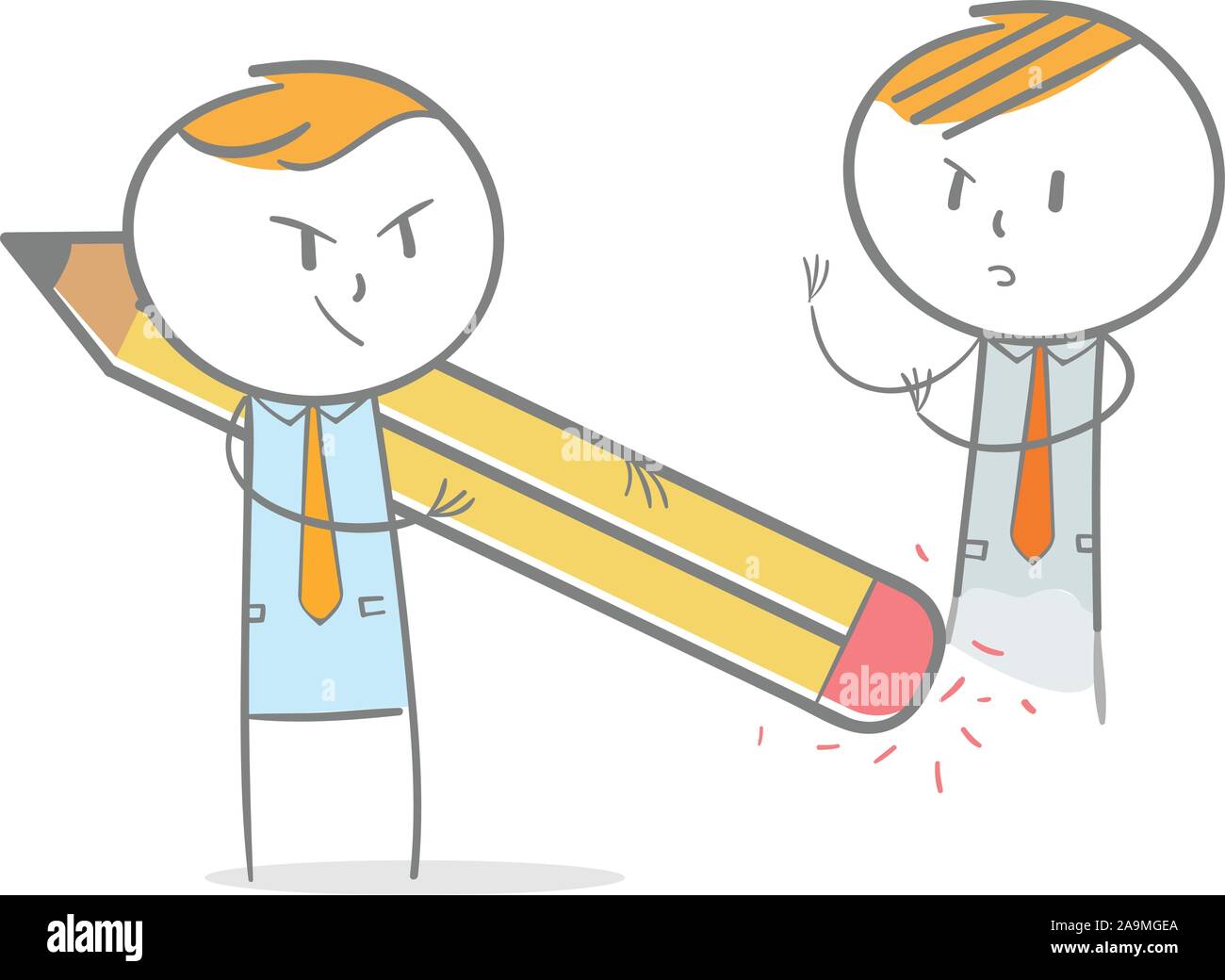 Doodle stick figure:Businessman dismiss competitor with eraser Stock ...