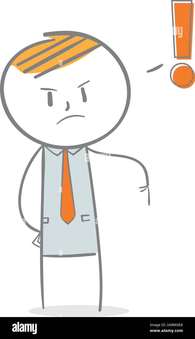 Doodle stick figure: Businessman with exclamation mark Stock Vector ...