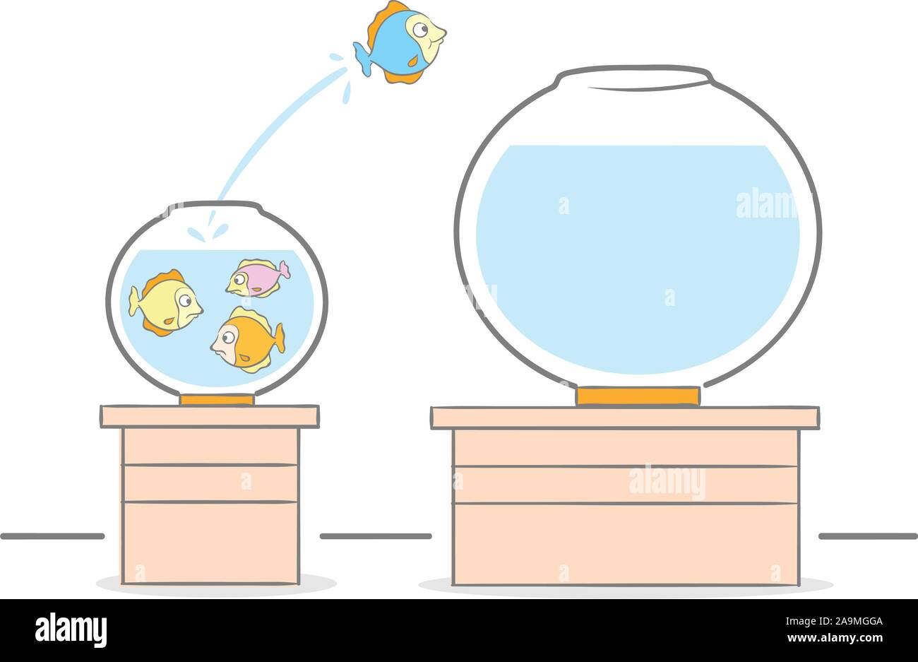 Jumping fish bowl Stock Vector Images - Alamy