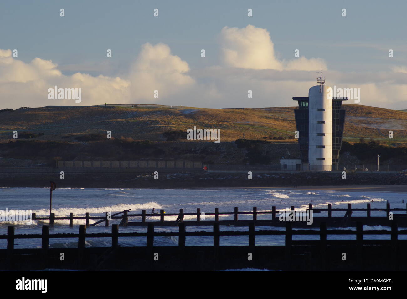 Aberdeen Harbour Control Tower, on a Winters Evening. Scotland, UK ...